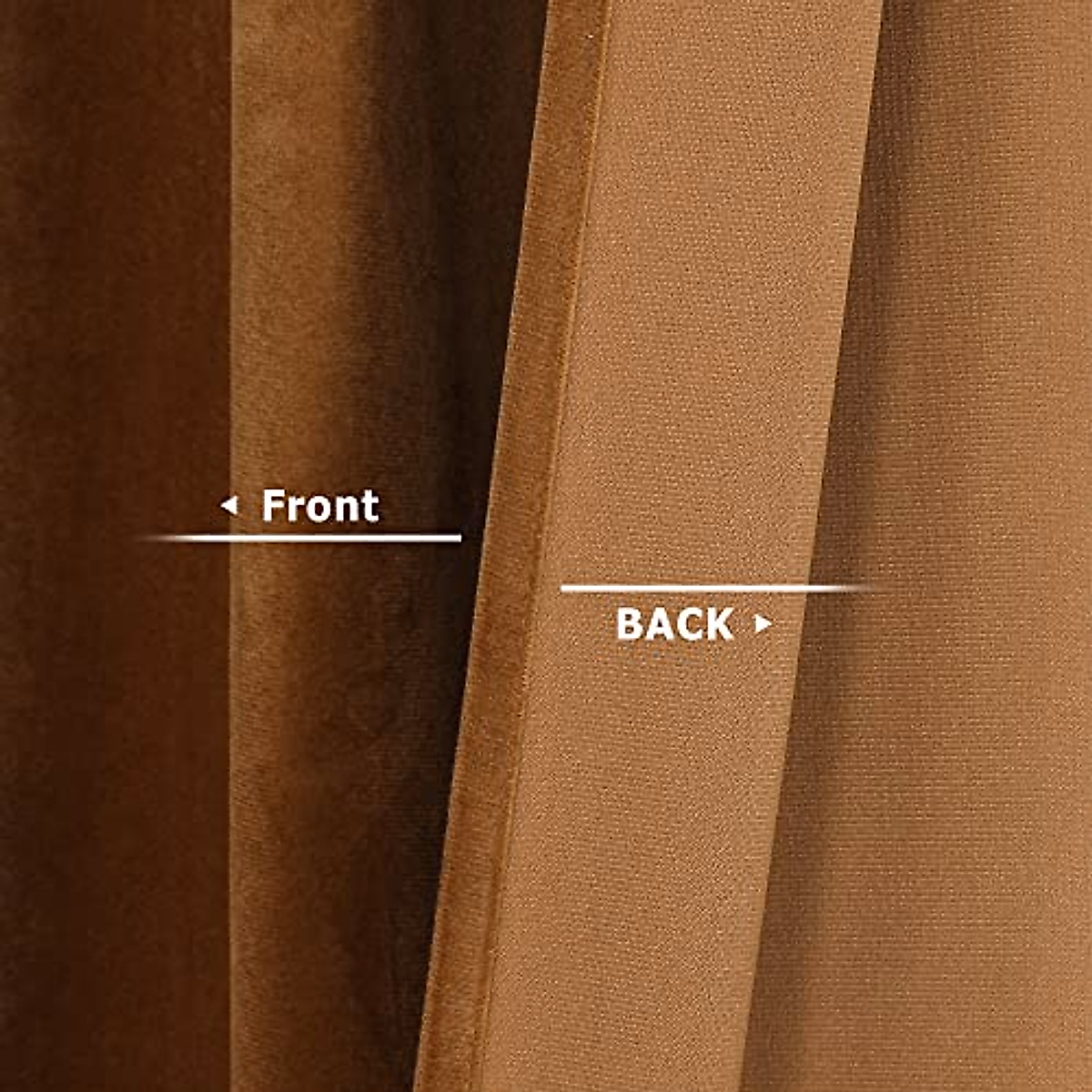 Benedeco Gold Brown Velvet Curtains for Bedroom Window with Back Tab, Super Soft Vintage Luxury Heavy Drapes, Room Darkening Thermal Insulated Curtain for Living Room, W52 by L84 inches, 2 Panels