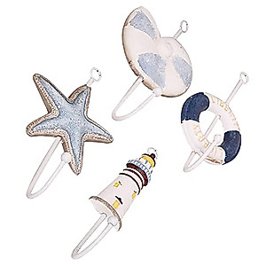 Cabilock 12pcs Kitchenrandom Lifebuoy Iron Coat Decorations Random Decor Hanger Star Decoration or Nautical Rustic Hat Metal Towel Wall Hanging Beach Mediterranean Hooks Key Sea Themed