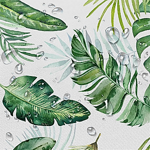 Yighty Outdoor Tablecloth with Umbrella Hole 60x84inch,Spring Summer Palm Leaf Outdoor Zipper Tablecloth,Waterproof and Wrinkle-Free Washable Rectangular Tablecloth for Picnics,Party,Camping and BBQ