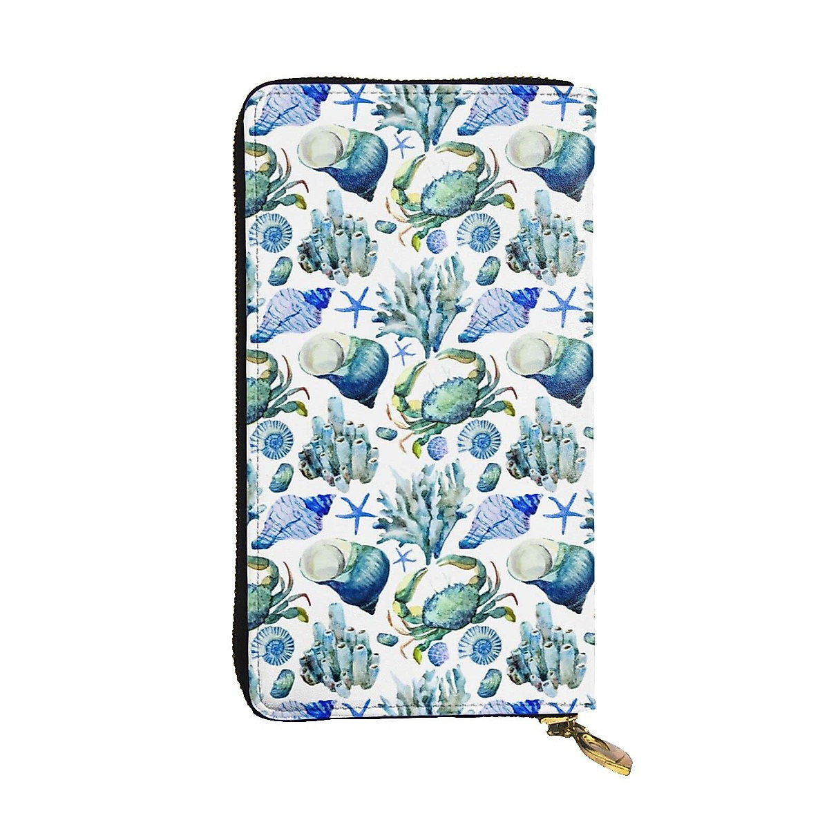 Women Zip Around Long Purse Crab Conch Fashion Credit Card Holder Purse