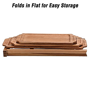 KADAR Acacia Wood Tiered Serving Tray, 3 Tier Serving Platter Party Serving Dishes Trays Platters-3 Trays of Max Length 20” and 6.5” Width