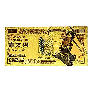 YJacuing Anime Attack on Titan Gold Coated Banknote, Limited Edition Collectible Bill Bookmark (6 PCS Collection)