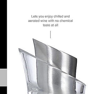 AdHoc Icepour Wine Chiller and Pourer - White Wine Chiller with Built-In Wine Aerator - Wine Pourer with Stainless Steel Ice Rods - Hand Wash - Stainless Steel, 7.5"