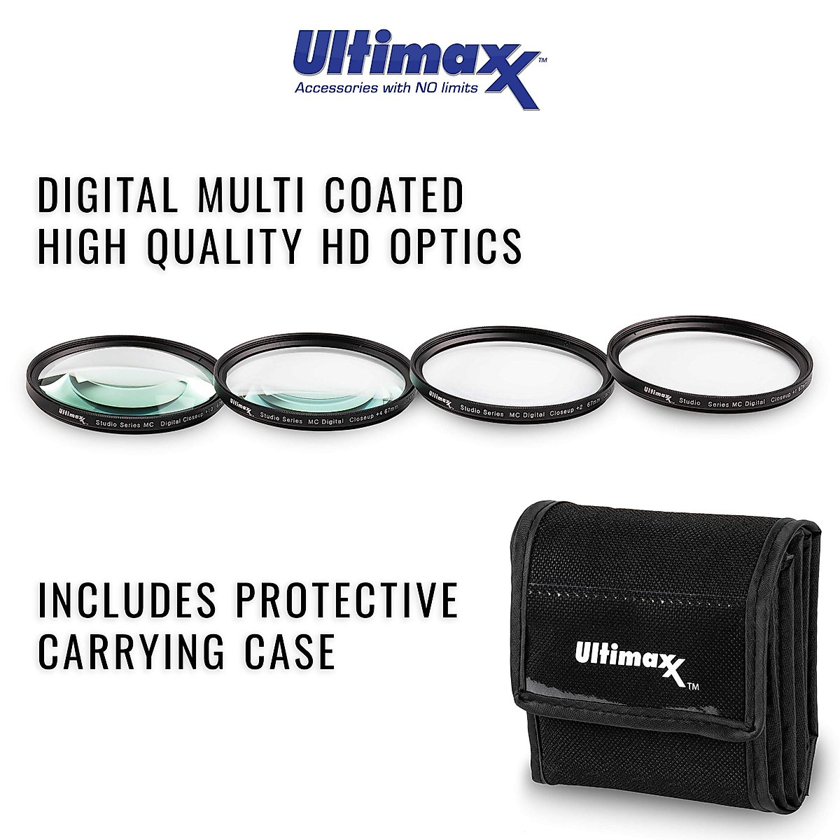58MM Ultimaxx Professional Four Piece HD Macro Close-up Filter Kit (1, 2, 4, 10 Diopter Filters) for Canon EOS 90D, 80D, 77D, 70D, Rebel T7, T7i, T6i, T6, T6s, T5i, T5, T4i, T3i, T100, SL3, SL2, SL1