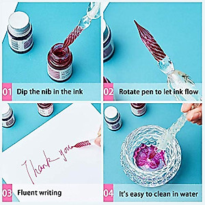Glass Dip Pen Set,Calligraphy Pen,Crystal Signature Pen for Art, Writing, Signatures -Decoration and Business Gift