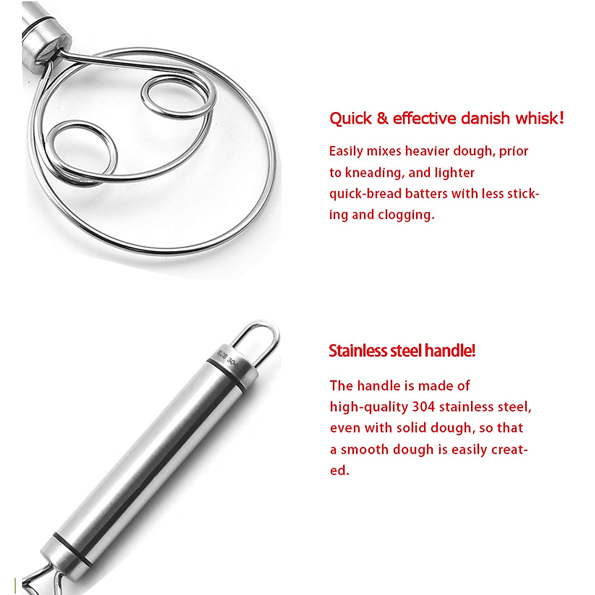 2 Pack Wisk Kitchen Tool,Pizza Dough Mixer Dutch Dough Whisk For Baking Cake Dessert Sourdough Pizza and Pastry,Artisian Blender