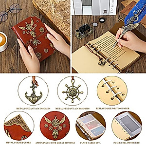 AIYNC Quill Pen and Ink Set, Feather Pen Ink Set With Quill Pen, Notebook, 5 Replaceable Nibs, Seal Stamp, Spoon, Wax Beads, White Wax, Ink, Pen Holder, Cup, Envelope,Letter Paper,Envelope Tool(Blue)