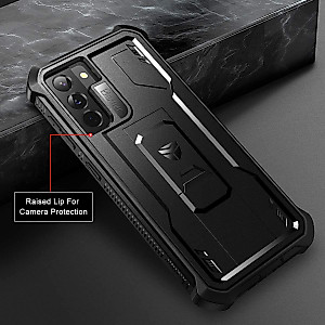 Dexnor for Samsung Galaxy S21+ Plus Case, [Built in Screen Protector and Kickstand] Heavy Duty Military Grade Protection Shockproof Protective Cover for Samsung Galaxy S21 Plus 5G, 6.7 inch Black
