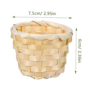 TINEASUR 6pcs Woven Basket Storage Basket Mini Containers Woven Hamper Tablescape Decor Woven Basket Decor Mini Baskets for Crafts Toy Wicker Basket Laundry Basket White Candy Basket Wooden