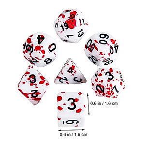 ABOOFAN 14Pcs Blood Splatter Dice Polyhedral Dice Set Bloodstained Acrylic Gaming Dices RPG Games Dices for Tabletop Role Playing Dice Games