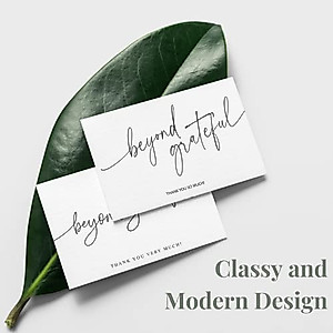 Beyond Grateful Thank You Cards | Bulk Pack of 100 with Kraft Envelopes and Matching Stickers, 4x6 Inch Minimalistic Design | Suitable for Business, Baby Shower, Wedding, Graduation, Bridal Shower, Funeral