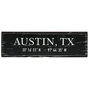 Barnyard Designs Austin, TX City Sign Rustic Vintage Wood Wall Art Home Decor 17” x 5”