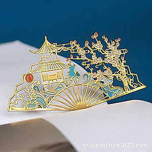 Retro Metal Bookmark, Unique Carved Pendant Charm Book Marker for Book Lovers Metal Pagination Mark Student Gift Book Clip(E)