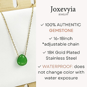 Joxevyia Green Jade Necklace Raw Stone Healing Crystals Necklace Tear Drop Green Gemstone Pendant Necklace for Women Anniversary Birthday Valentines Christmas Gift for Her