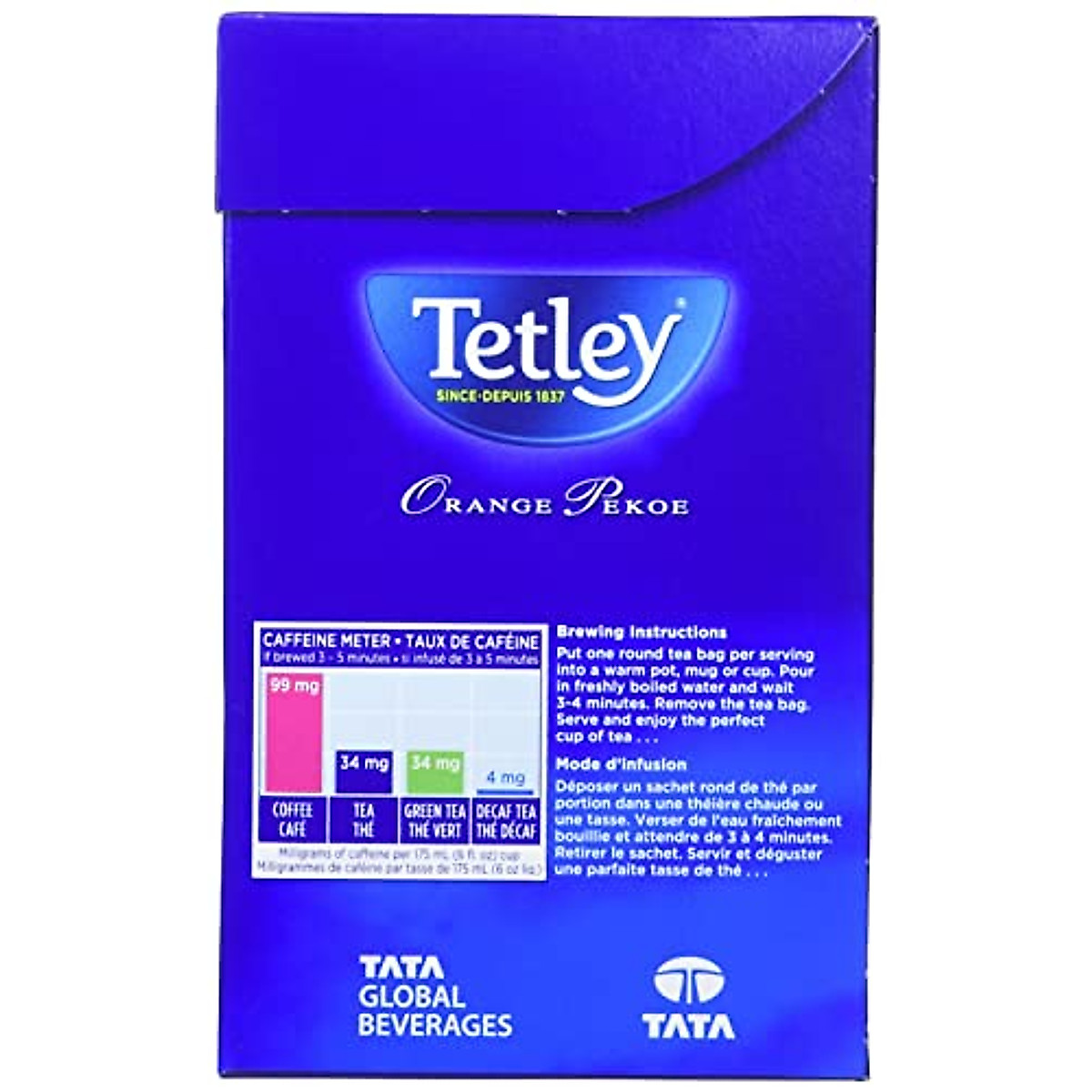 Tetley Orange Pekoe Tea, 144 Count Tea Bags, 454g/1lb, (Imported from Canada}