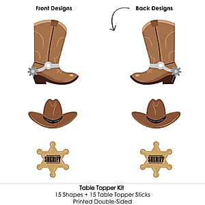 Big Dot of Happiness Western Hoedown - Wild West Cowboy Party Centerpiece Sticks - Table Toppers - Set of 15