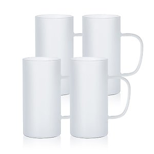 PYD Life Sublimation Glass Blanks Mug Frosted Glass Tumblers 22 OZ Coffee Beer Mugs Cups with Handle for Cricut Mug Press and Tumbler Heat Press 4 Pack