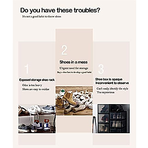 stackable sports shoe box, rear-opening magnetic door shoe box,Transparent Shoe Storage Container , large sturdy storage box | Family organization and storage (black, 4Piece)