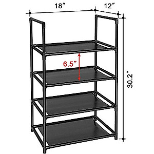 esonstyle 4 Tier Shoe Rack Lightweight Small Shoe Rack 6-8 Pairs Storage Organizer Narrow Shoe Rack for Entryway Shoe Rack Small Shoe Shelf