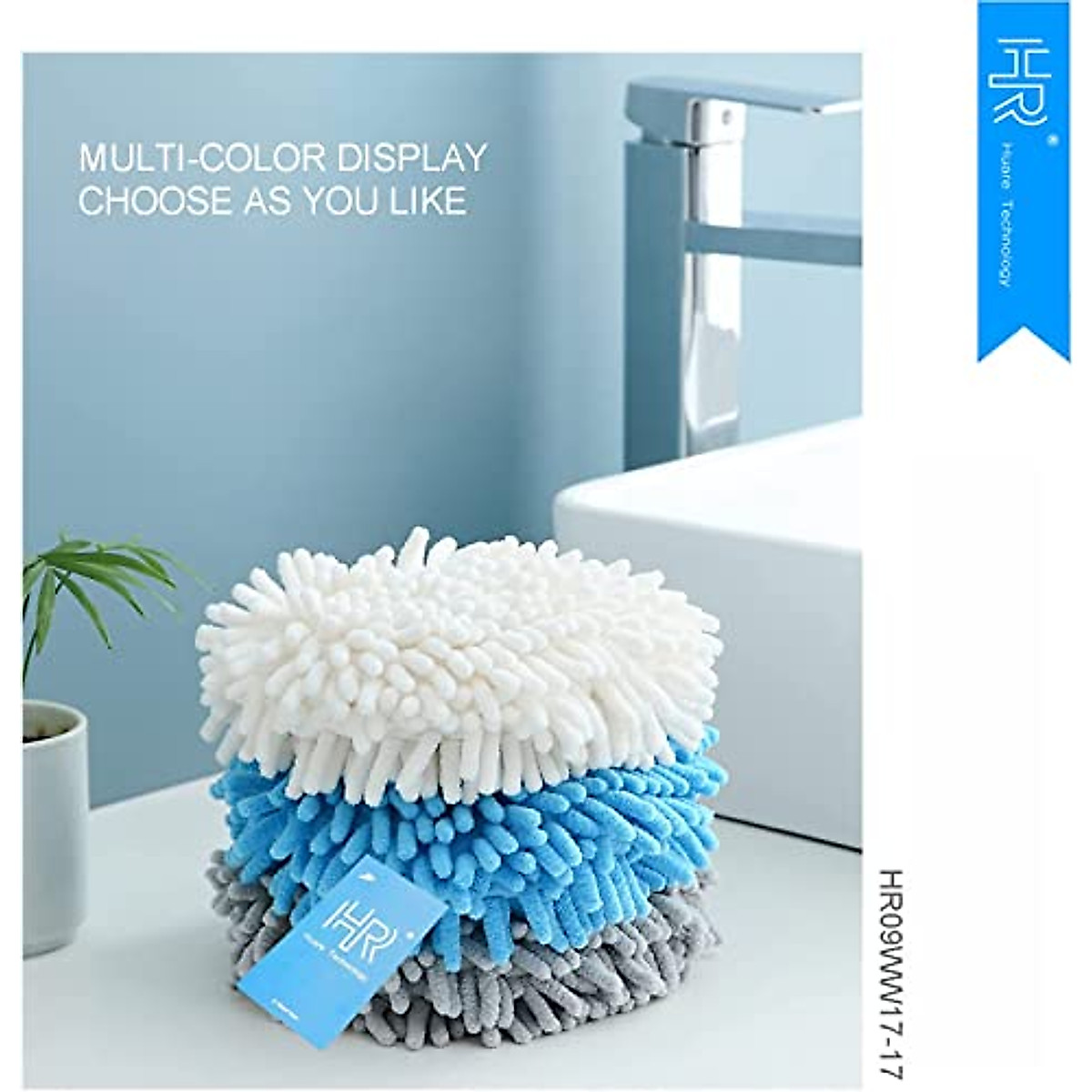 HR Huare Technology Upgraded Chenille Hand Towels, Hanging Kitchen & Bathroom Fast Drying ,No Peculiar Smell Stocking Stuffers for Family Member, 2Pack