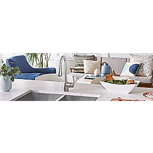 Moen CA87011SRS Single Handle Kitchen Faucet with Pullout Spray from the Kleo Collection, Spot Resist Stainless