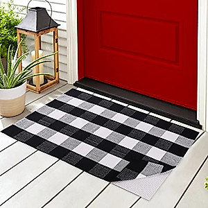 Pantric Black Buffalo Plaid Rug with Anti-Slip Mat - 27.5 x 43 in - Black and White Buffalo Check Rug for Front Porch, Patio or Entryway - Versatile Buffalo Plaid Door Mat for Indoor Outdoor Use