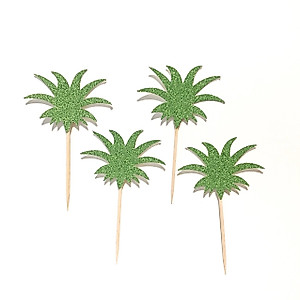 12 pcs pineapple head cupcake topper green glitter luau tropical party birthday baby shower wedding summer theme