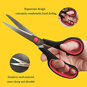 Scissors, Multipurpose office Scissors ,8.5 Inch Ultra Sharp Shears, Comfort-Grip Handles Household scissors，Sturdy Sharp Craft Supplies - Pack of 5, Right/Left Hande