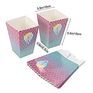 Popcorn Carton 24 Pcs Popcorn Boxes Party Candy Cartons Scalloped Favor Box Gift Box Mermaid Popcorn Box Mermaid Popcorn Boxes Cardboard Popcorn