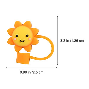 KESYOO 6pcs Silicone Straw Tips Cover Sun Flower Shape Reusable Drinking Straw Tips Lids Anti-dust Straw Nozzles Plugs for Bubble Tea Smoothies Milkshake