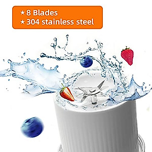 HF OPTPROD Portable Blender for Juice Shakes and Smoothies, Personal Size Blender for Fresh Fruit Veggie Juice Cup with USB Rechargeable & 8 Blades,White