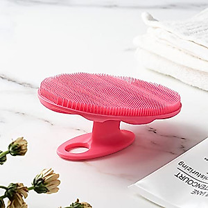 YEADMAL Silicone Body Scrubber Shower Cleansing Brush Pad Bath Exfoliating Soft Bristles SPA Massage Skin Care Tool,for Sensitive and All Kinds of Skin (Pink)
