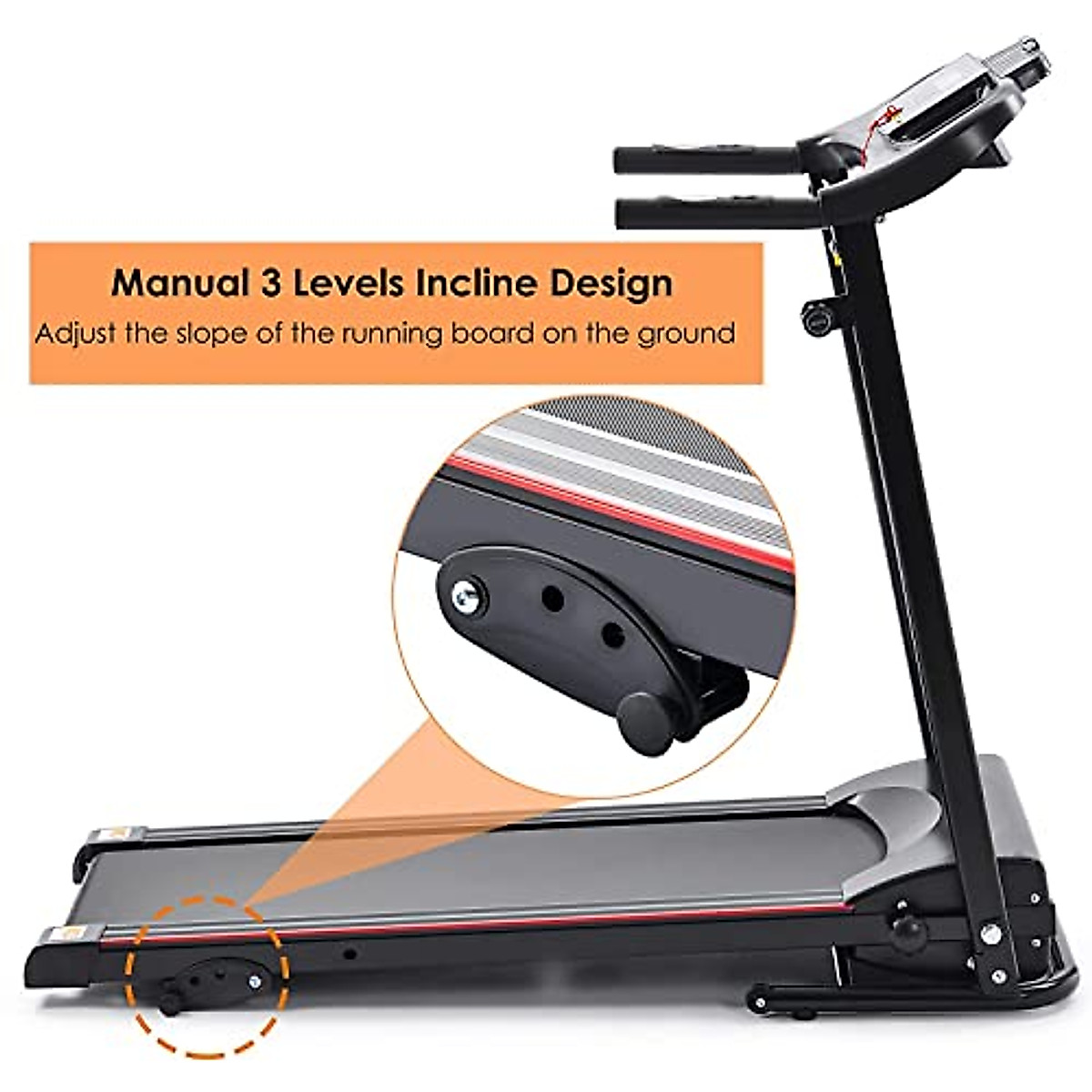 Folding Treadmill, 2.5HP Electric Treadmill for Home with Bluetooth and Incline, Portable Fitness Running Workout for Small Space Home Gym Equipment, MP3 (Black)