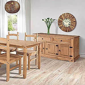 Furniture Dash Solid Wood Storage Cabinet 51.9" W, 16.9" D, 31.7" H - Sideboard Buffet with 3 Doors & 2 Drawers, Ideal for Living Room, Kitchen, Dining Room & Hallway - Antique Brown