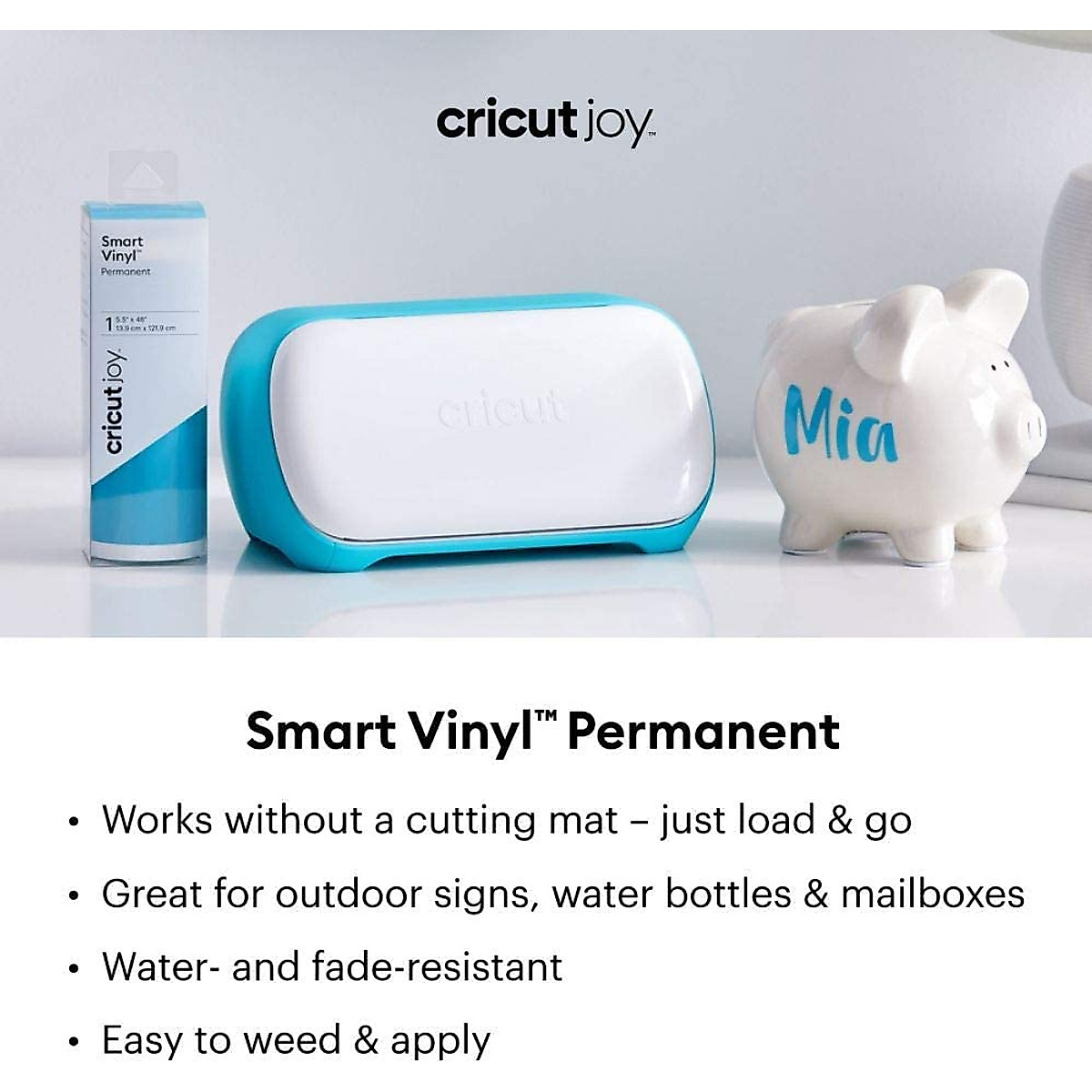 Cricut Smart Permanent Matte Vinyl (5.5in x 120in, White) for Joy machine - matless cutting for shapes up to 4ft, & repeated cuts up to 20ft