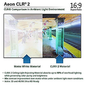 Elite Screens Aeon CLR2 Series, 16:9, Edge Free Ceiling and Ambient Light Rejecting Fixed Frame Projector Screen for Ultra-Short Throw Projectors Fixed Frame (103" Diagonal, 16:9)