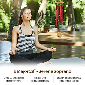 UpBlend Outdoors Wind Chimes for Outside - 29" Red Wind Chimes for Outdoors, Harmonic Tuned Wind Chime Outdoor, Windchimes for Mom, Grandma, Windchime for Her