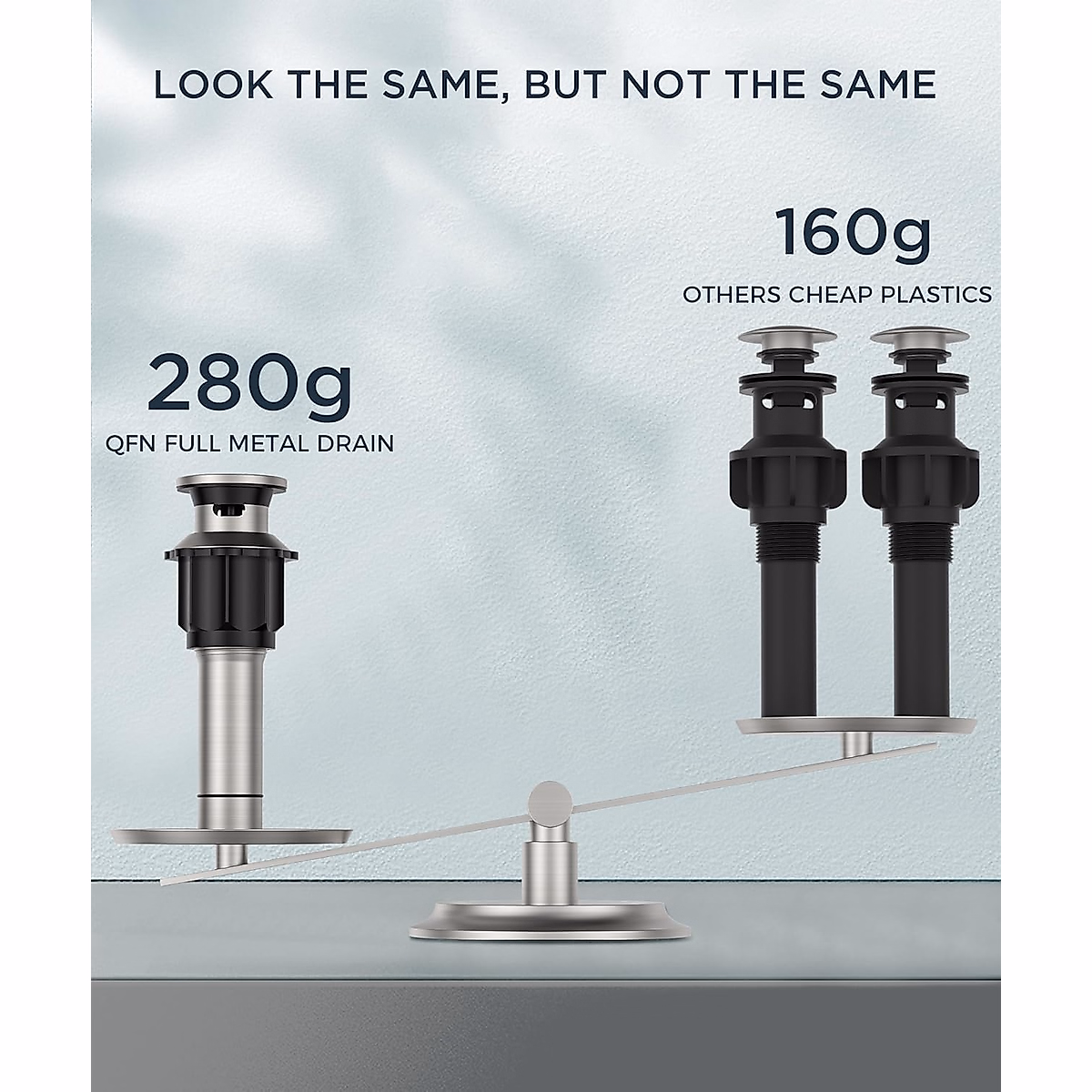 QFN Black Bathroom Faucet 3 Hole, Waterfall Bathroom Faucets with Metal Pop-up Drain and Cupc Hose, Matte Black Widespread Bathroom Sink Faucet, Two Handle Faucet for Bathroom Sink