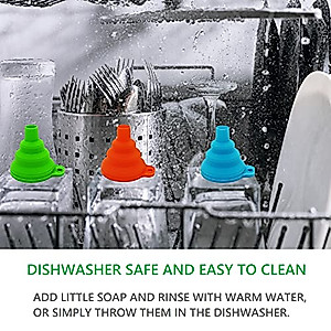 Funnels for Filling Bottles Set of 2, Food Grade Silicone Funnels for Kitchen Use. Small Collapsible Kitchen Funnel. Foldable Mini Funnels for Water Bottle Filling Liquid Powder Transfer (Blue)