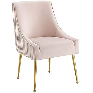 Modway Discern Pleated Back Upholstered Performance Velvet Dining Chair, Pink
