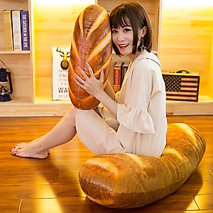 Levenkeness 3D Simulation Bread Shape Plush Pillow,Soft Butter Toast Bread Food Cushion Stuffed Toy for Home Decor 31.4"