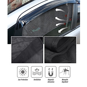 Reswish 2 Pack Universal Car Shades for Front Windows, Magnetic Side Window Sunshade, Car Window Shades (2PCS Front)