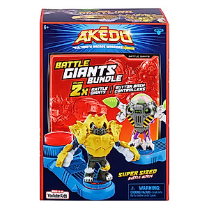 Akedo - Ultimate Arcade Warriors Battle Giants Versus Pack - Drillborg VS Alphawolf - Mini Battling Action Figures Ready, Fight, Split Strike For Ages 6+