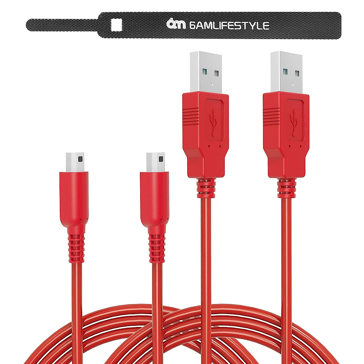 6amLifestyle [2 Pack] 5FT 3DS USB Charger Charging Cable, Power Cord for Nintendo New 3DS XL/New 3DS/ 3DS XL/ 3DS/ New 2DS XL/New 2DS/ 2DS XL/ 2DS/ DSi/DSi XL Bule/Red/Yellow