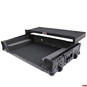 ProX XS-DDJ1000 WLTBL LED ATA Flight Case for Pioneer DDJ-1000 FLX6 SX3 DJ Controller with Laptop Shelf 1U Rack Space Wheels and LED - Black