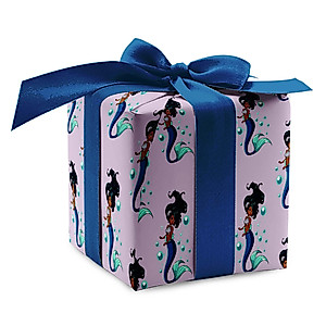 African American Black Mermaid Premium Purple Wrapping Paper Gift Wrap Birthday Present Party Decoration (One 20 inch x 30 inch sheet)