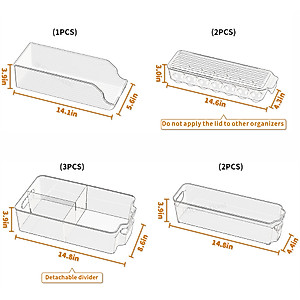 Cq acrylic Fridge Organizer,BPA-Free Clear Plastic Refrigerator Organizer Bins with Handle for Cabinet, Kitchen, Countertops, Cupboard, Freezer Organization, Set of 8, Large, 8PCS-Zuhe Box