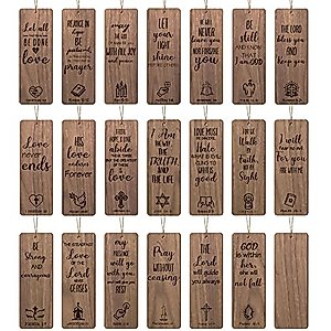 40 Pieces Religious Bookmarks Vintage Wooden Christian Bookmarks Inspirational Religious Gifts Baptism Christian Bookmarks Bible Verses Bookmarks for Women Men Book Lovers Supplies, 5.12 x 1.77 Inches