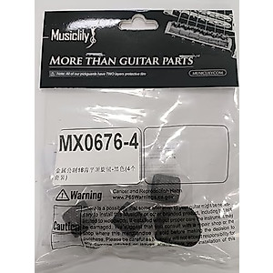 Musiclily Metric 6mm Metal Guitar Flat Top Dome Knobs Volume Tone Control Knobs for Fender Telecaster Tele Electric Guitar Precision Bass, Black(4 Pcs)