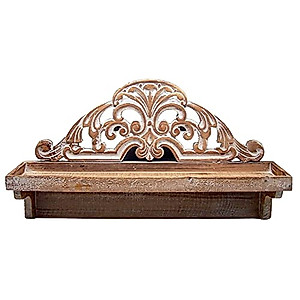 VIP Home & Garden Floating Shelf, Wall Mounted, Wood Shelf Accented with a Wood Scroll, Farmhouse Décor, 23.5 Inches